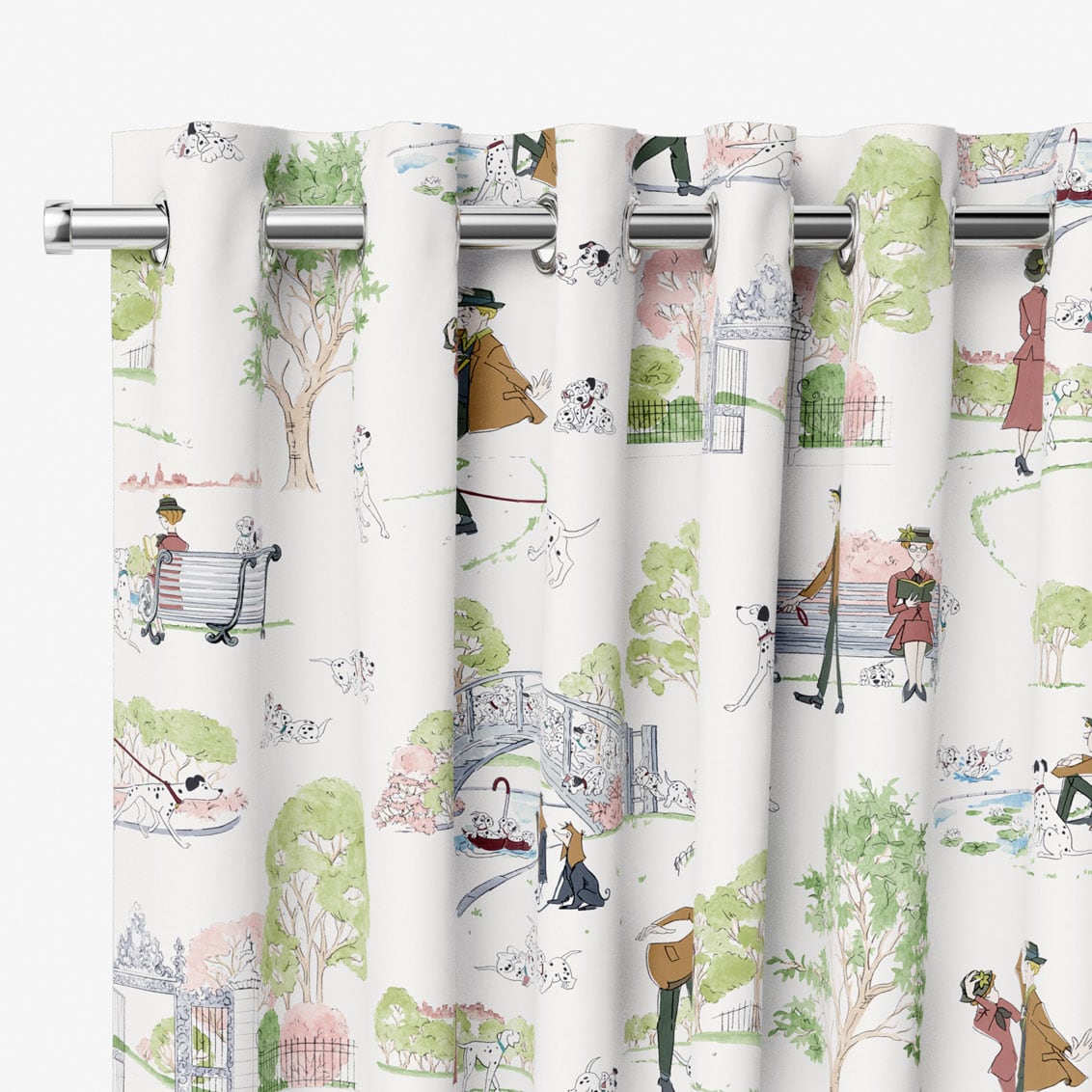 101 Dalmatians Soft Green Rose Curtains