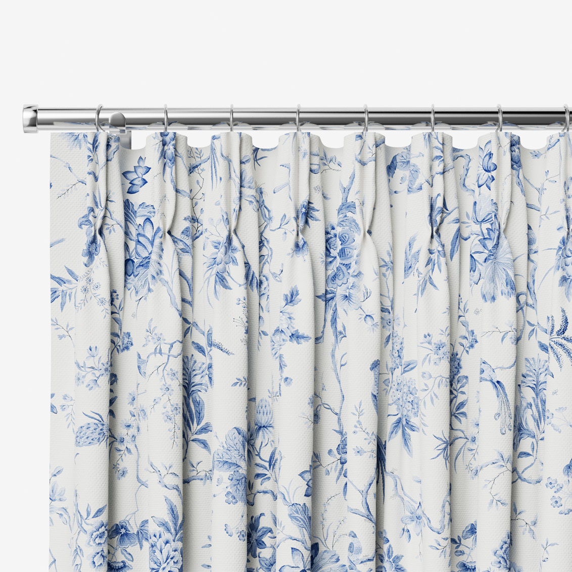 Bird Toile French Blue Curtains