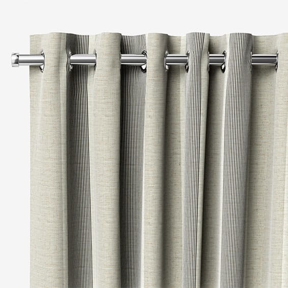 Brazen Stripe Linen Vintage Graphite Grey Curtains