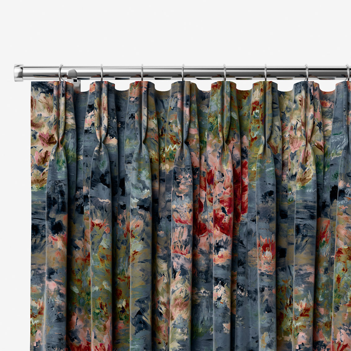 Fiore Velvet Slate Blue Curtains