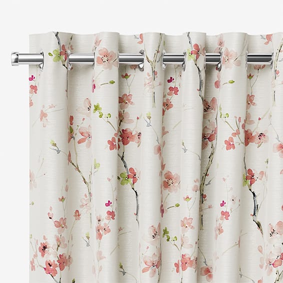 Fuji Blossom Faux Silk Sunset Pink Curtains