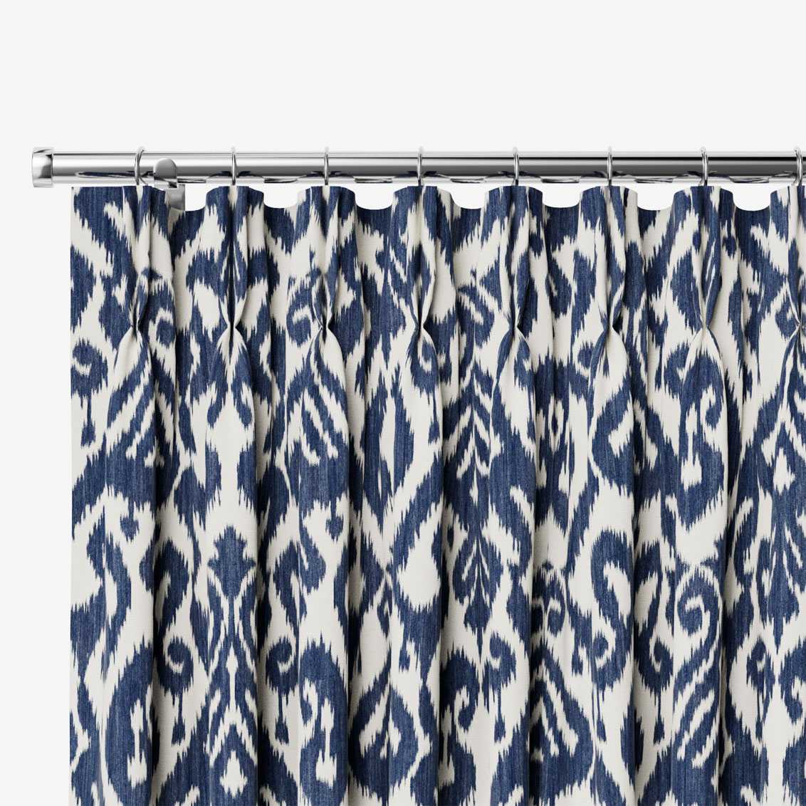 Ikat Damask Ink Blue Curtains