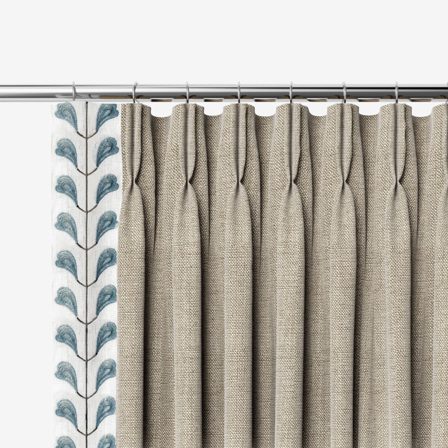 Linen Hopsack & Chatsworth Cornflower Curtains