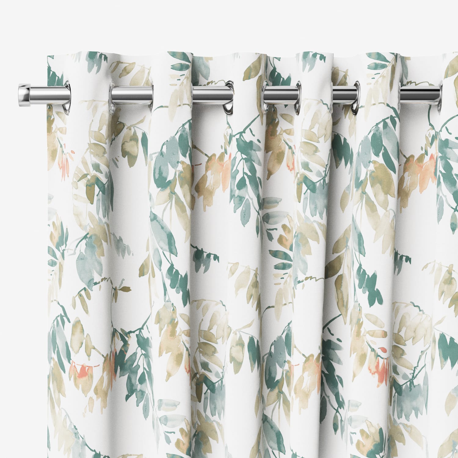 Watercolour Canopy Apricot & Sage Curtains