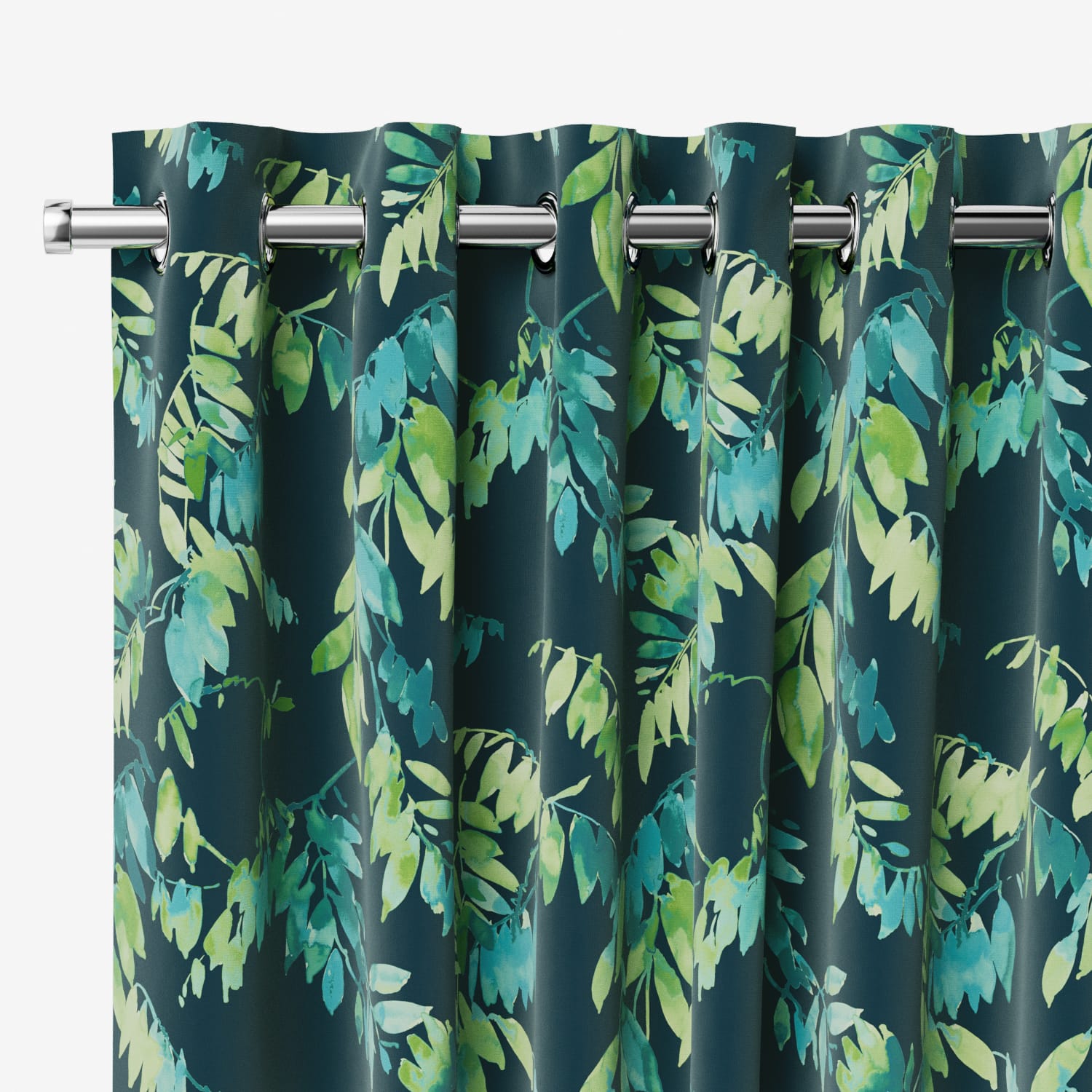 Watercolour Canopy Teal Curtains
