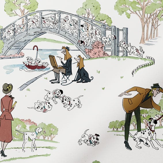 101 Dalmatians Soft Green Rose Roman Blind
