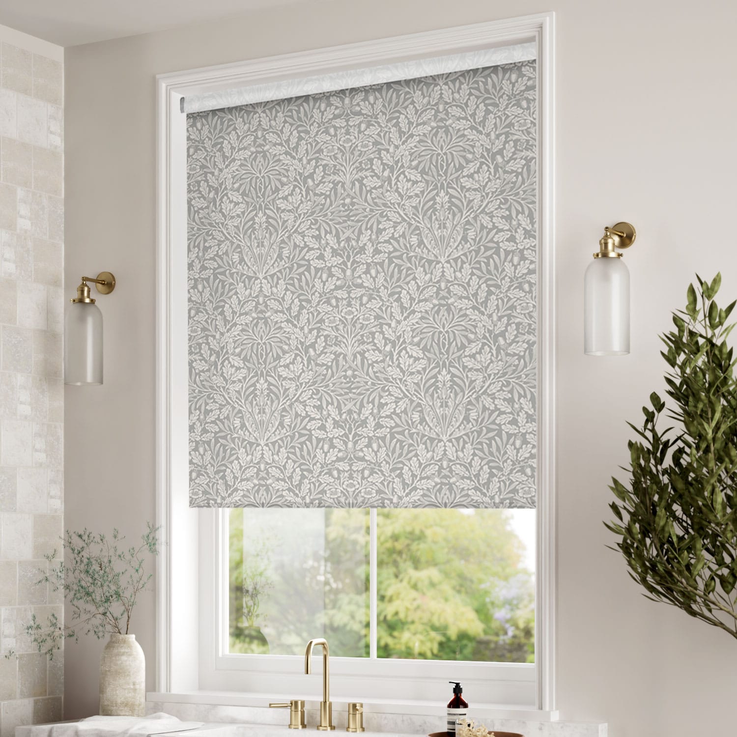 William Morris Acorn Dove Roller Blind