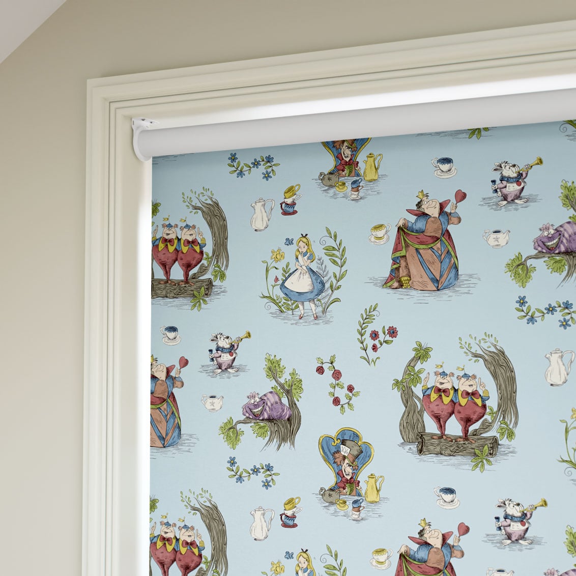 Alice in Wonderland Blackout Blue Roller Blind