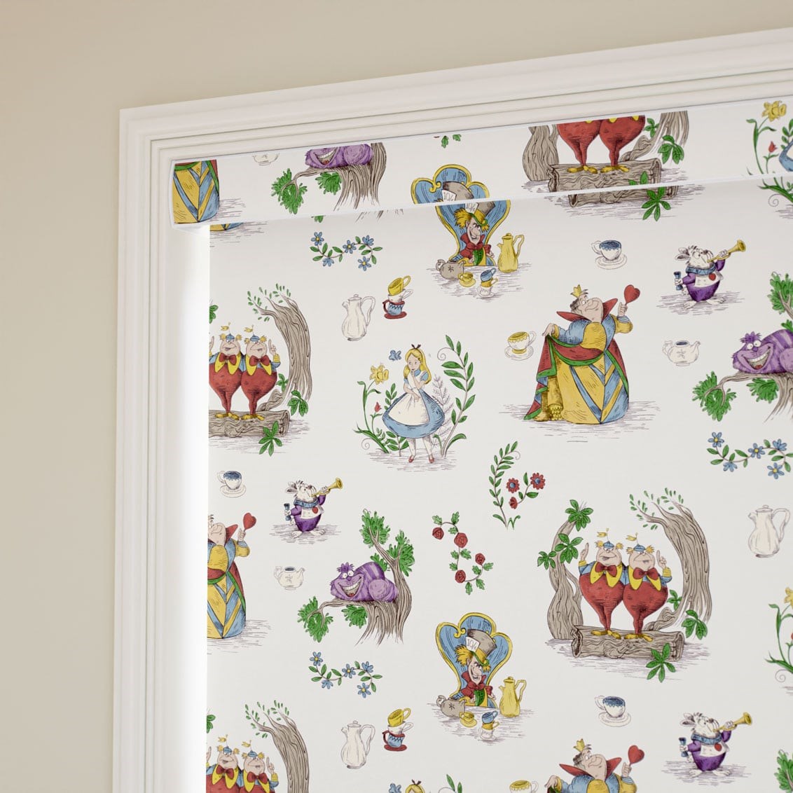 Alice in Wonderland Blackout Ivory Roller Blind