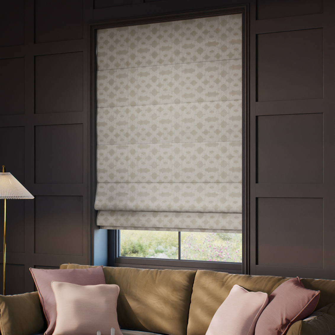 Alicia Jacquard Taupe Roman Blind