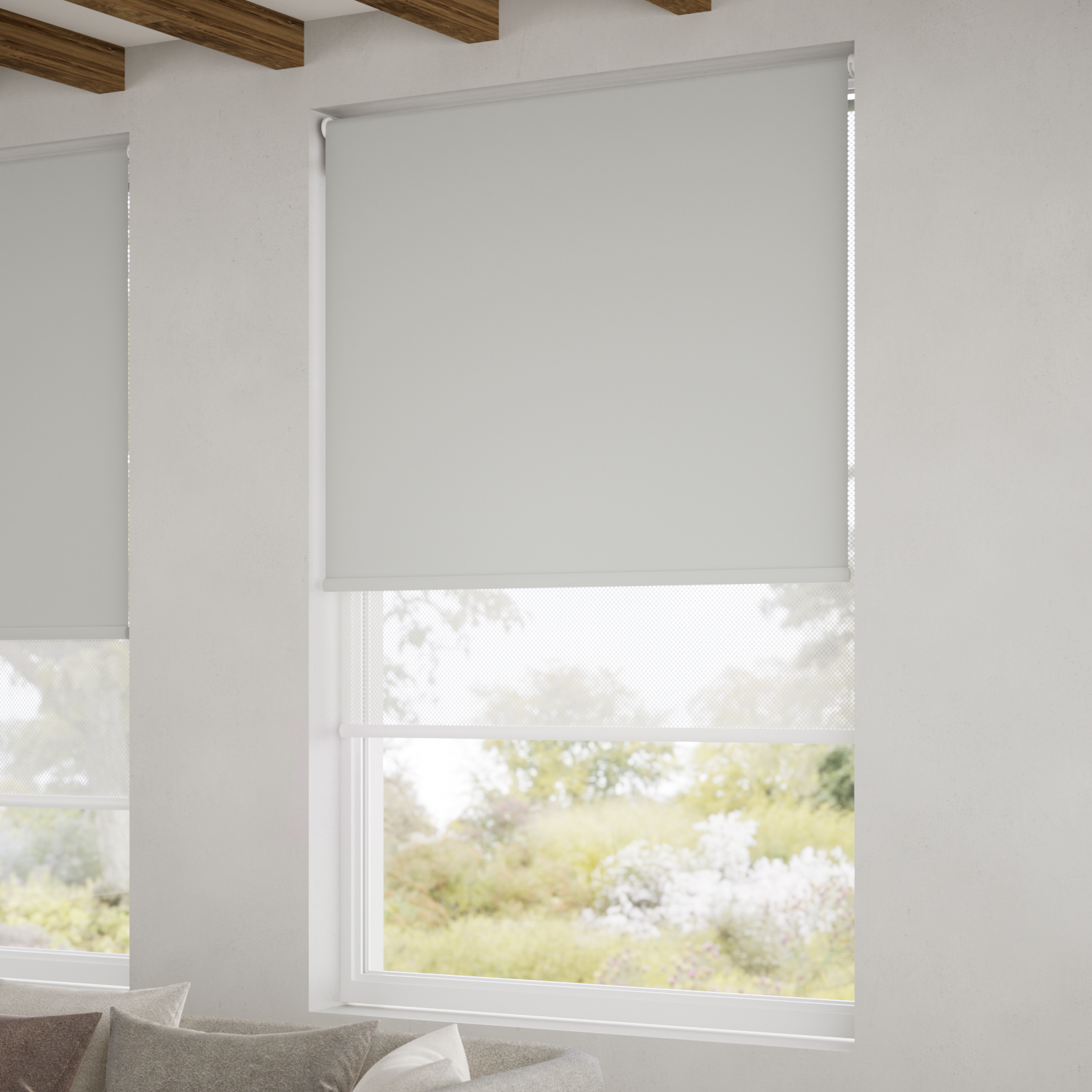 Atom Dusky Grey Double Roller Blind