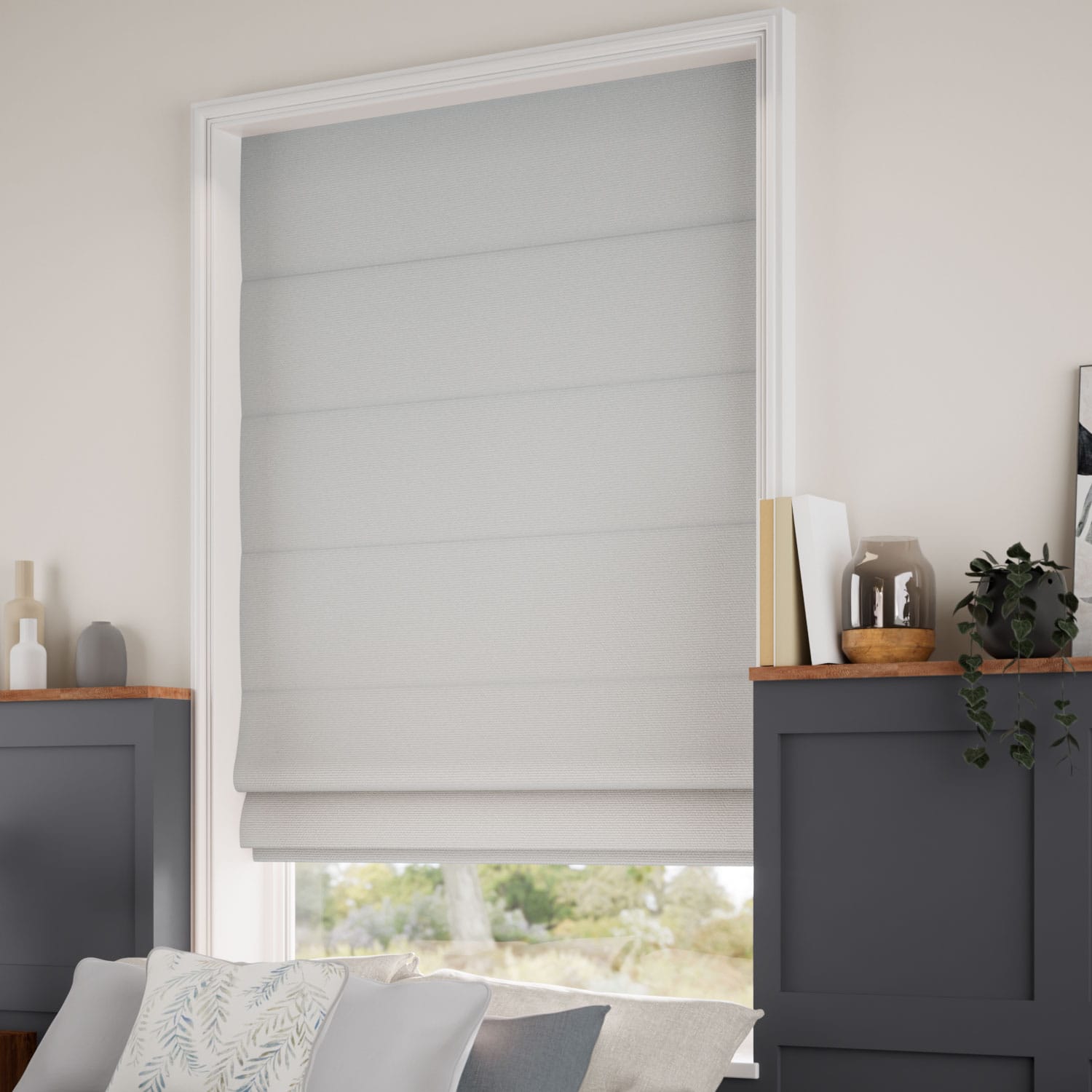 Atticus Cloud Grey Roman Blind