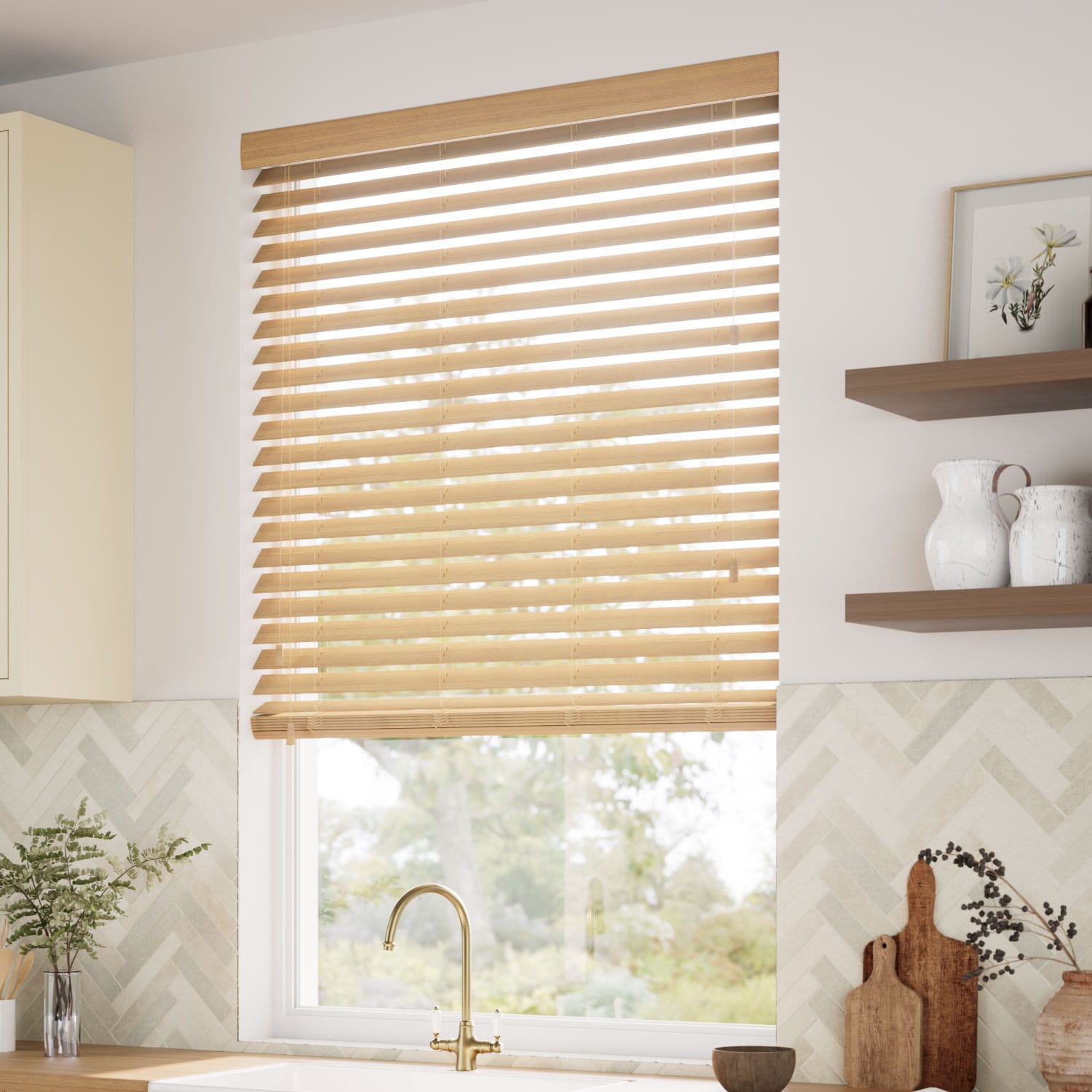 Click2Go Autumn Oak Wooden Blind - 50mm Slat