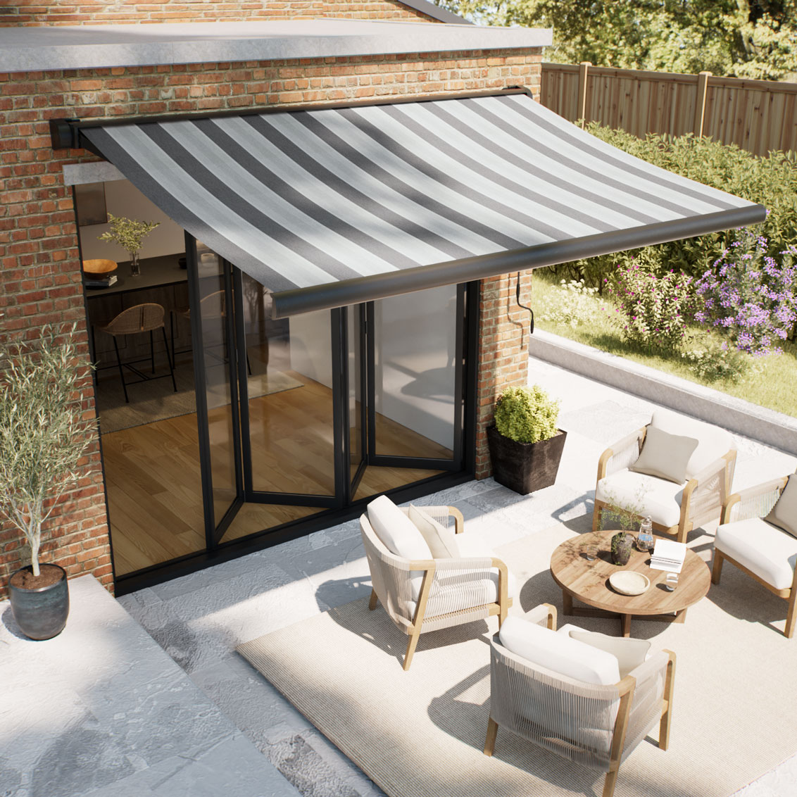 Bali Stripe Flint Full Cassette Awning