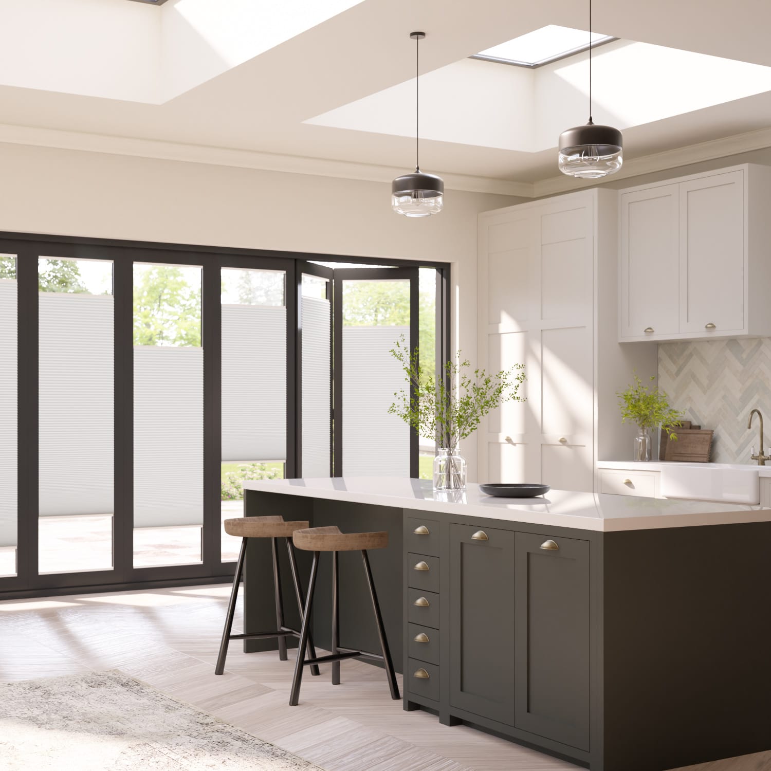 BiFold Adapt DuoLuxe Ice White Pleated Blind