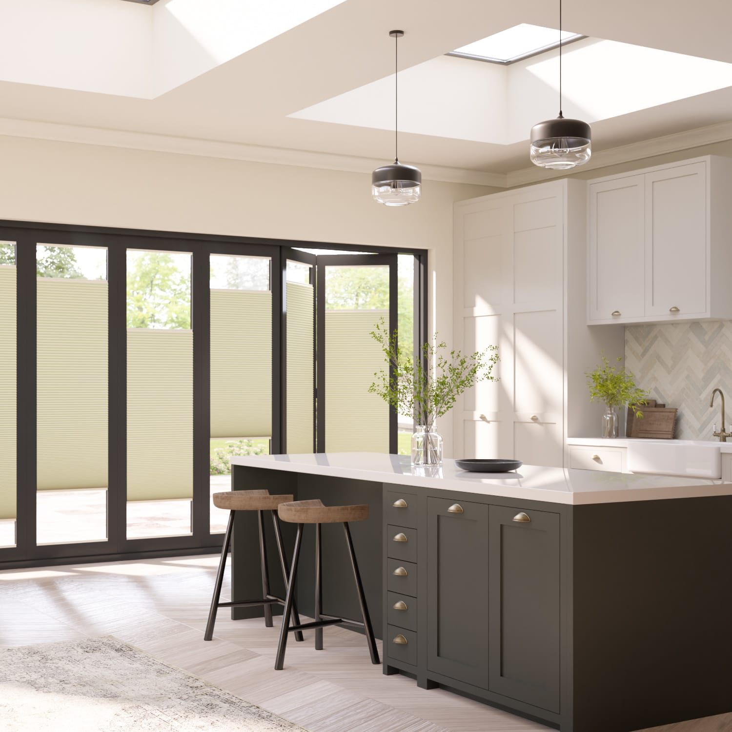BiFold Adapt DuoShade Cream Pleated Blind