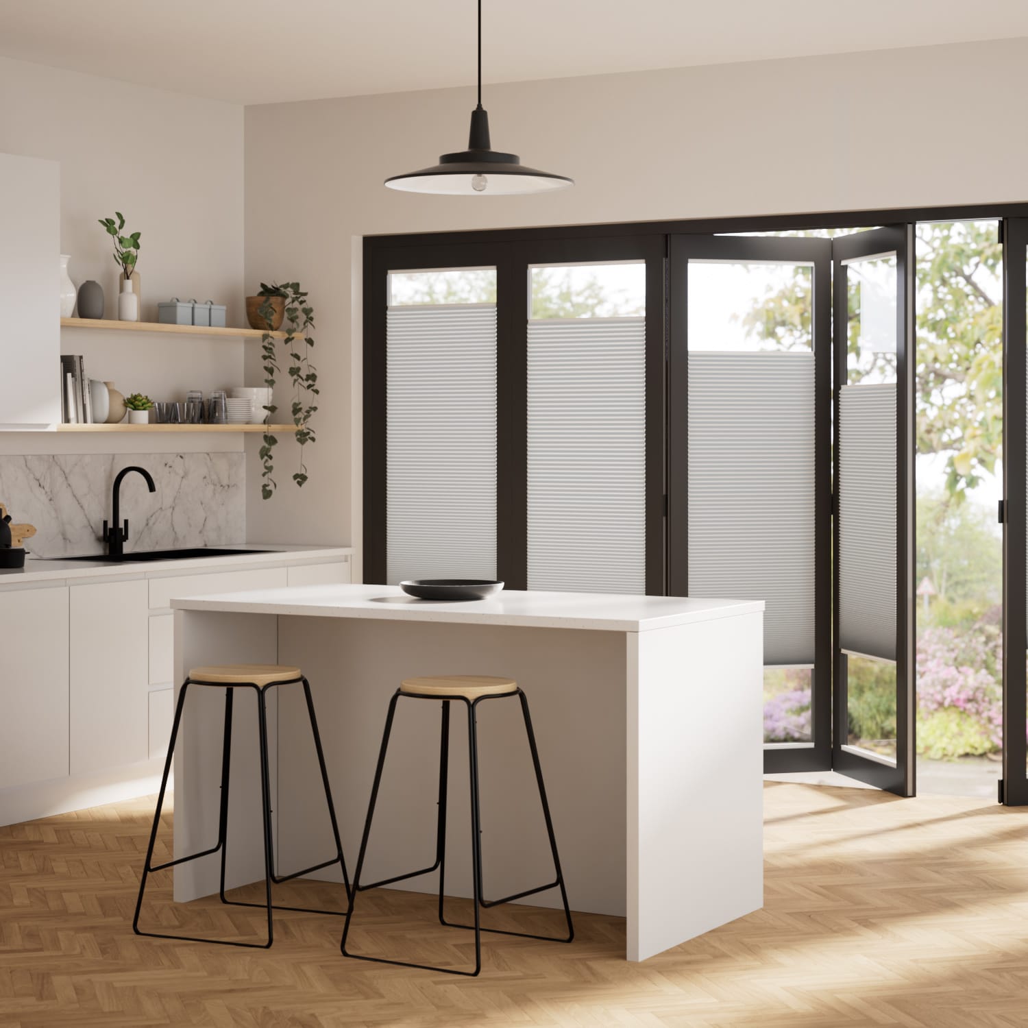 BiFold Adapt DuoShade Lunar Grey Pleated Blind