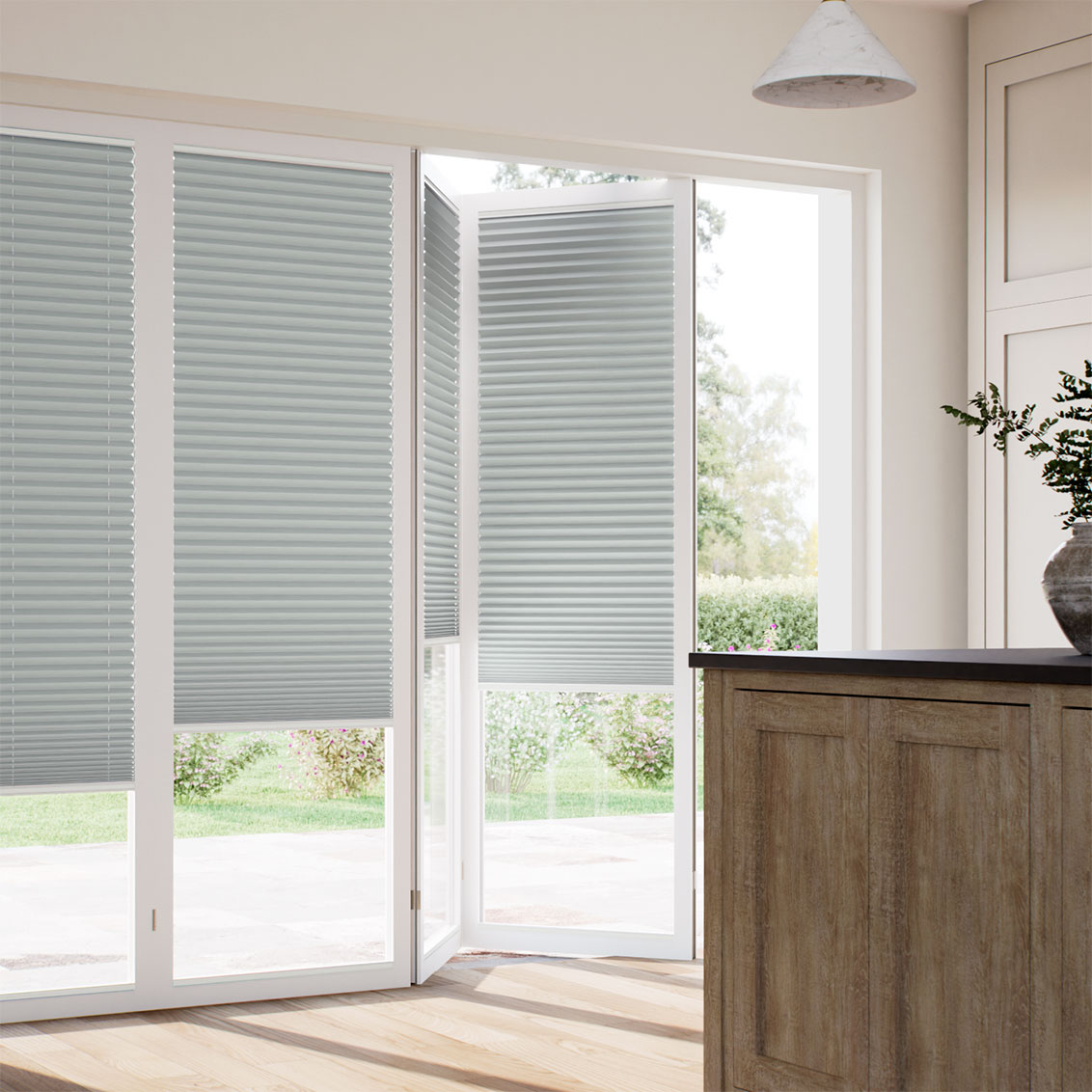 BiFold ClickFIT DuoShade Turtle Dove Pleated Blind