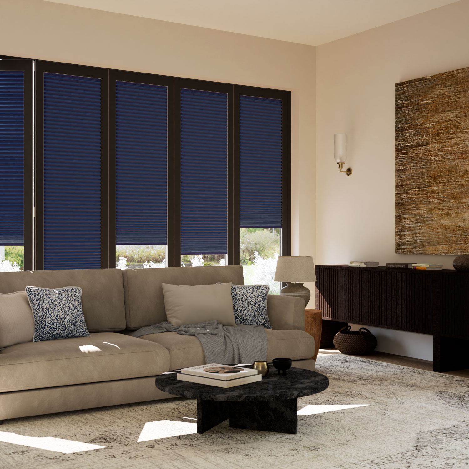 BiFold ClickFIT Royal Blue Pleated Blind | Blinds 2go