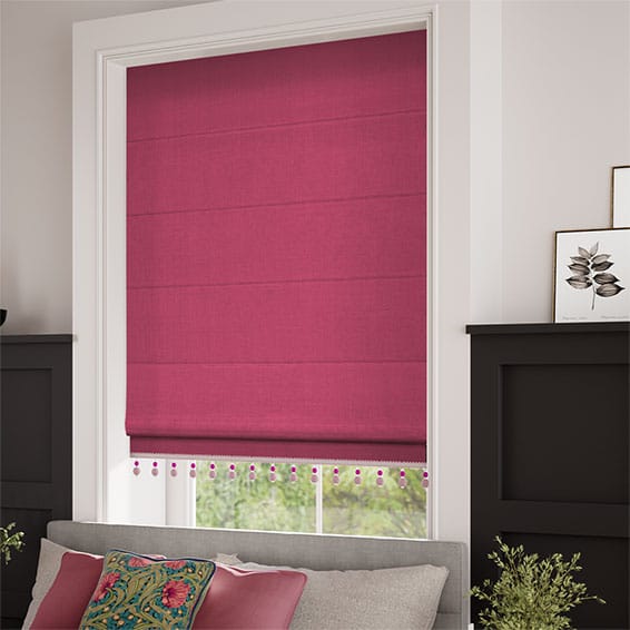 Bijou Linen Magenta & Fuchsia Trimmed Roman Blind