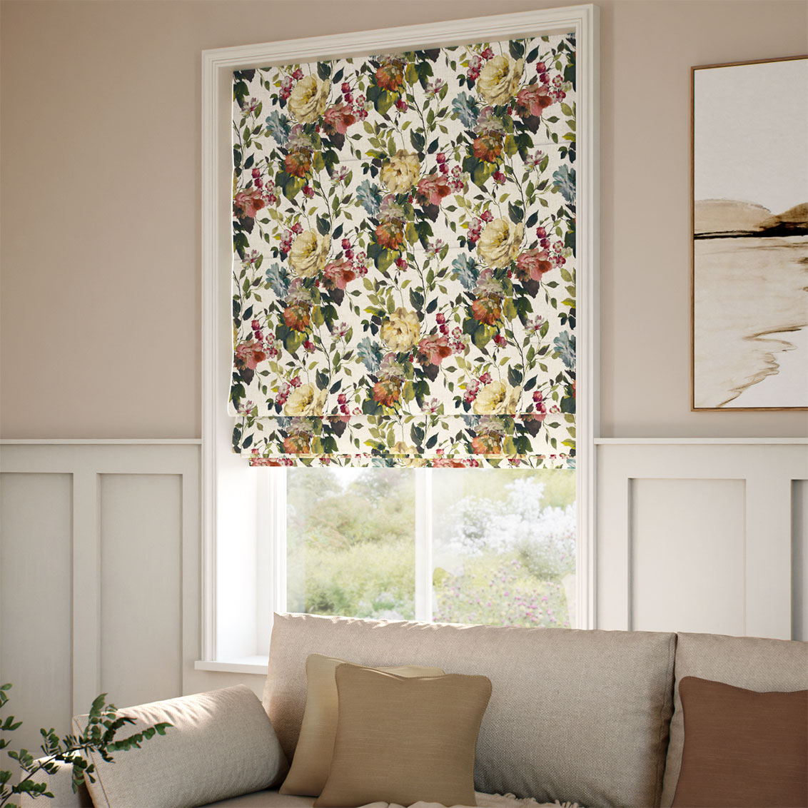 Bloom Peach Vanilla Roman Blind