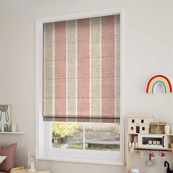 Brazen Stripe Linen Vintage Cardinal Red Roman Blind