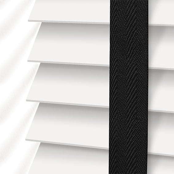 Brightest White & Jet Wooden Blind - 64mm Slat
