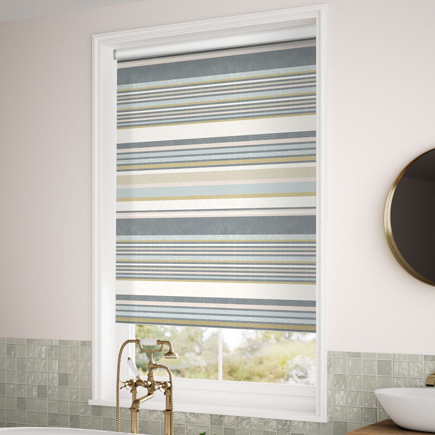 Calcutta Stripe Blue Mist Roller Blind