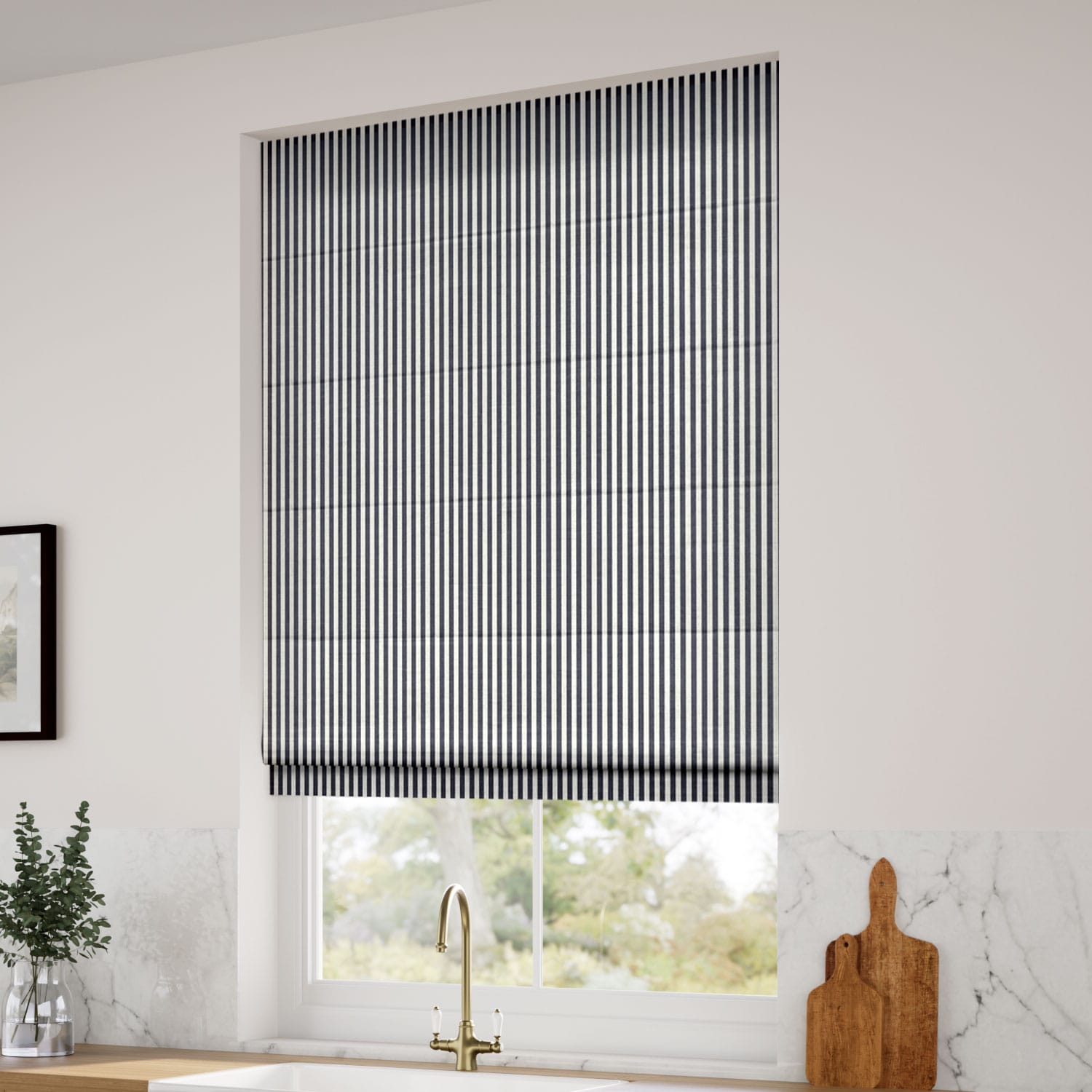 Candy Stripes Charcoal Roman Blind