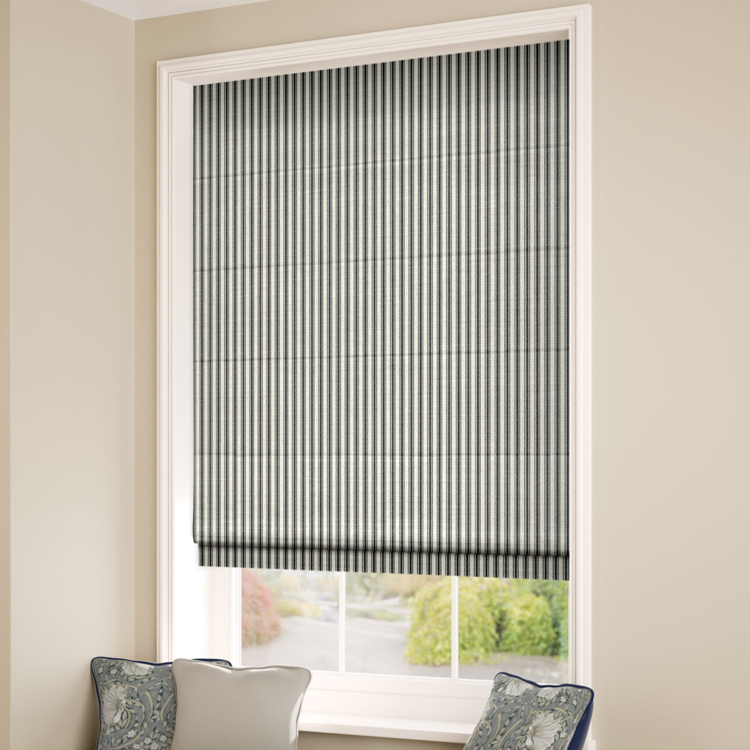 Chester Stripe Slate Roman Blind