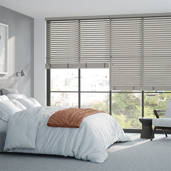 Contract Tampa Tonal Grey Faux Wood Blind - 50mm Slat