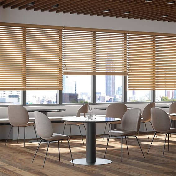 Contract Warm Maple Faux Wood Blind - 50mm Slat