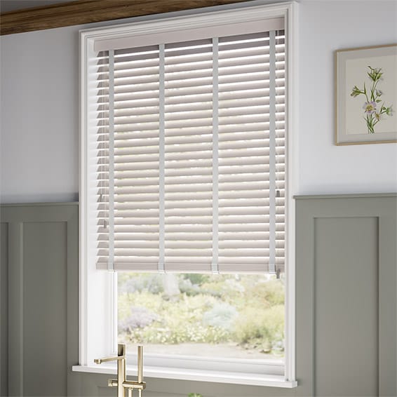 Cool Grey & Mist Faux Wood Blind - 50mm Slat