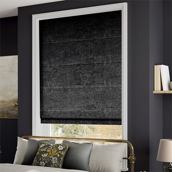 Crushed Velvet Obsidian Roman Blind