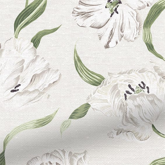 Dancing Tulip Fields Cream Curtains
