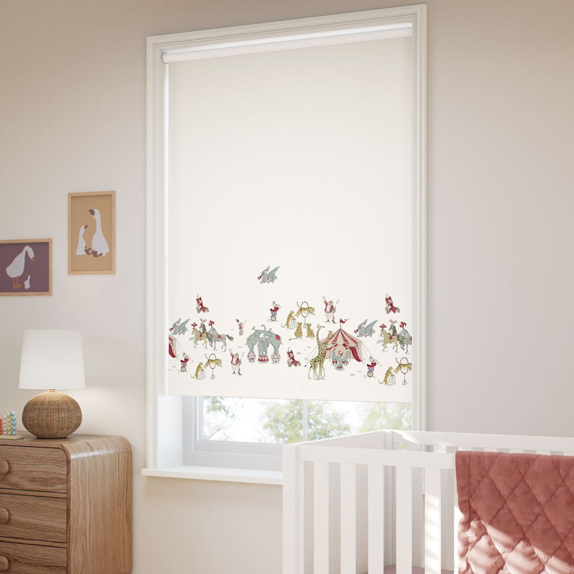 Dumbo Border Blackout Ivory Roller Blind