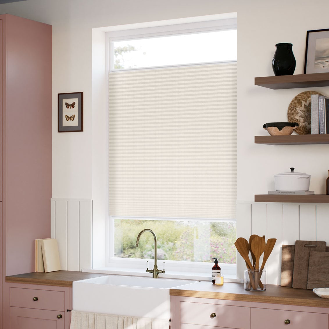 Stick On DuoLight Strie Limestone Thermal Blind