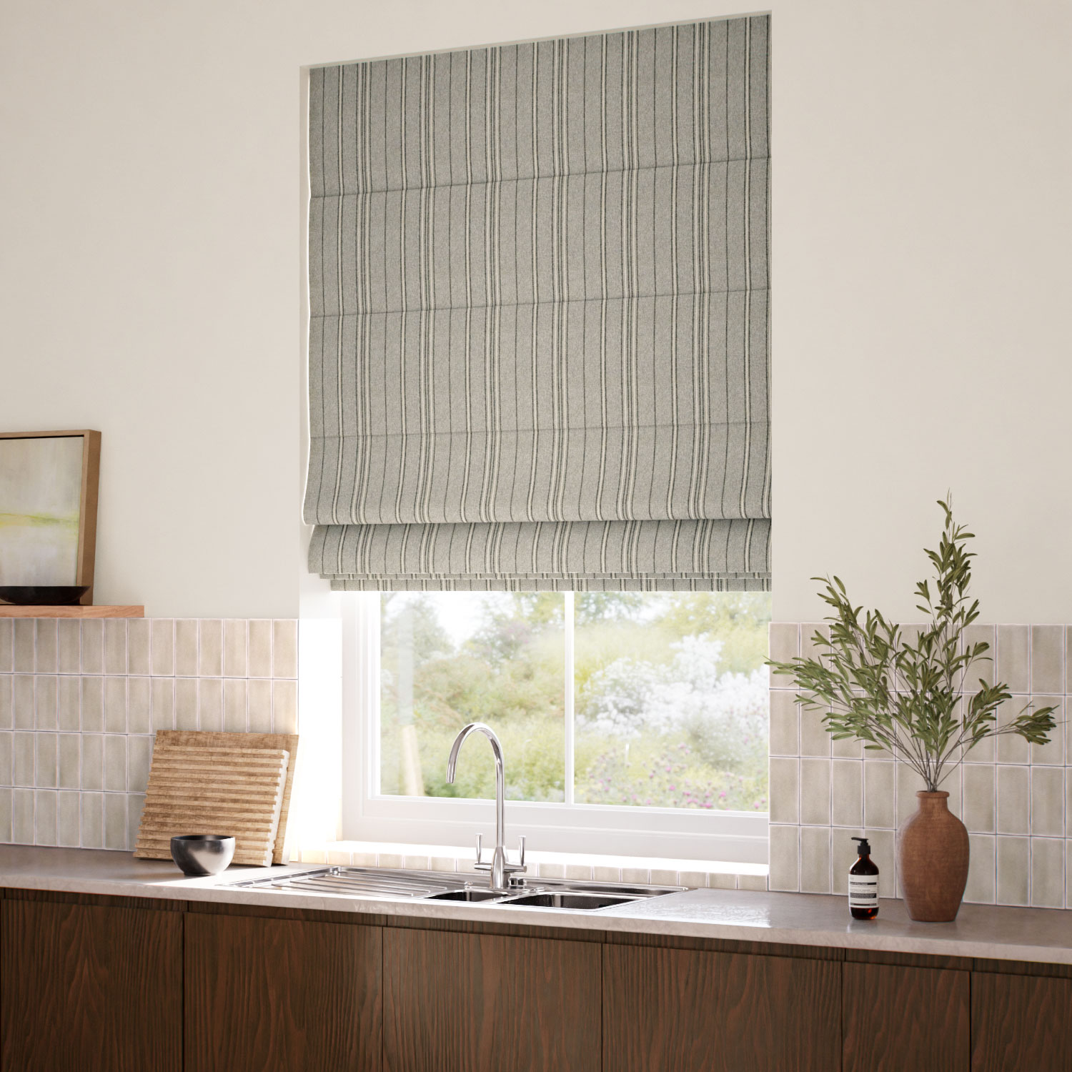 Taylor Slate Stripe Roman Blind