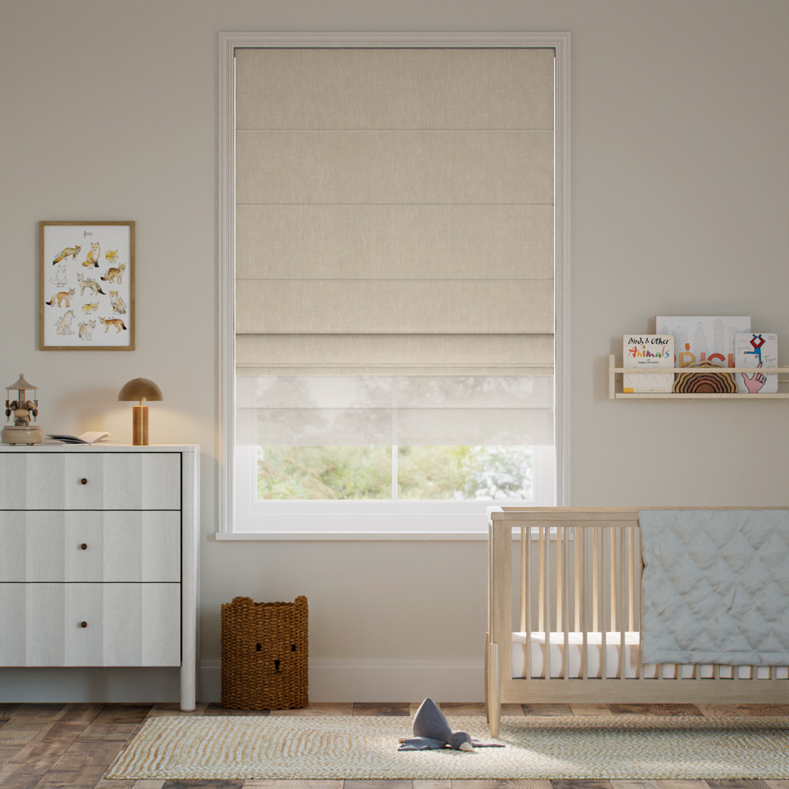 Electric ClickLock Cavendish Barley & Neutral Double Roman Blind