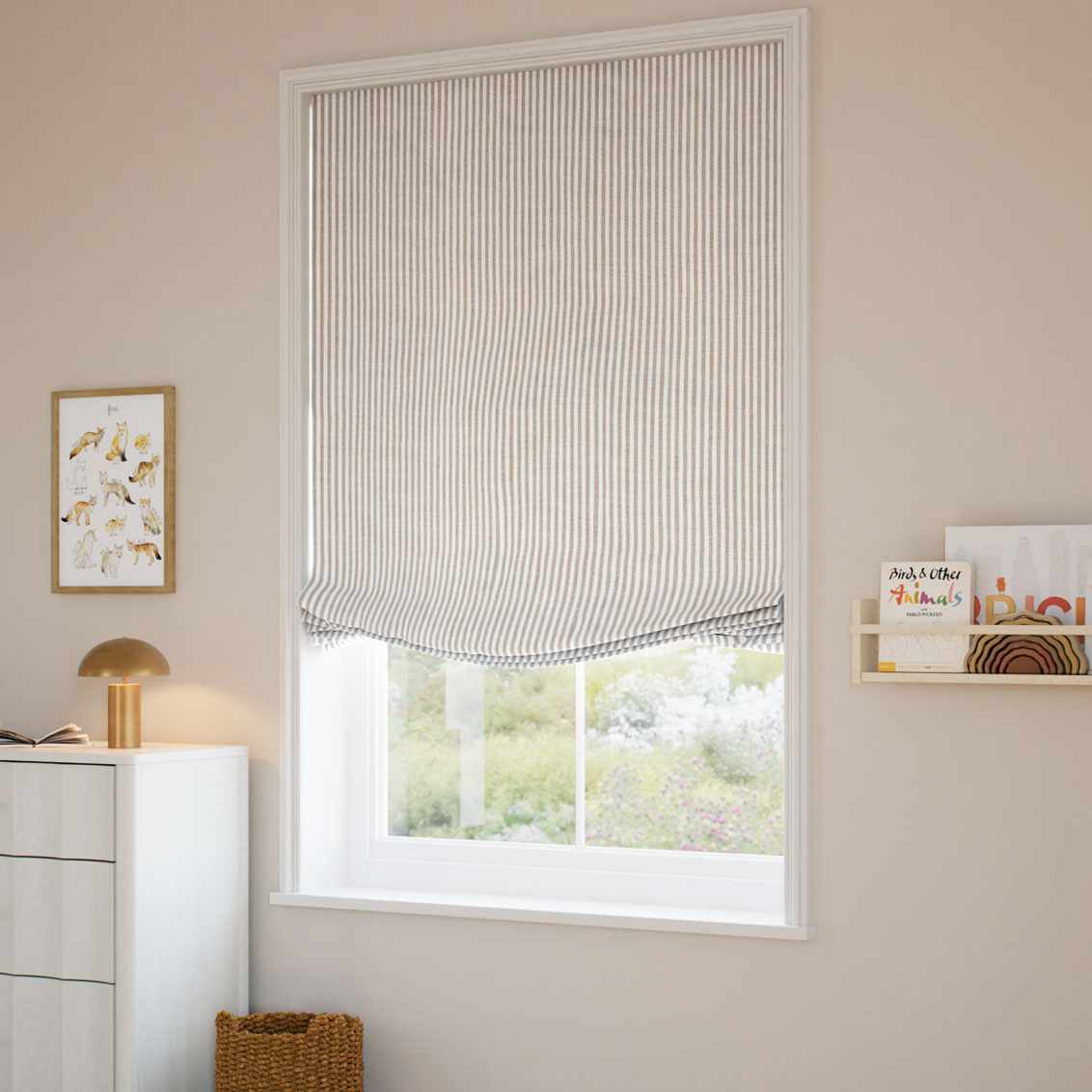 Ella Stripe Cappuccino Relaxed Roman Blind