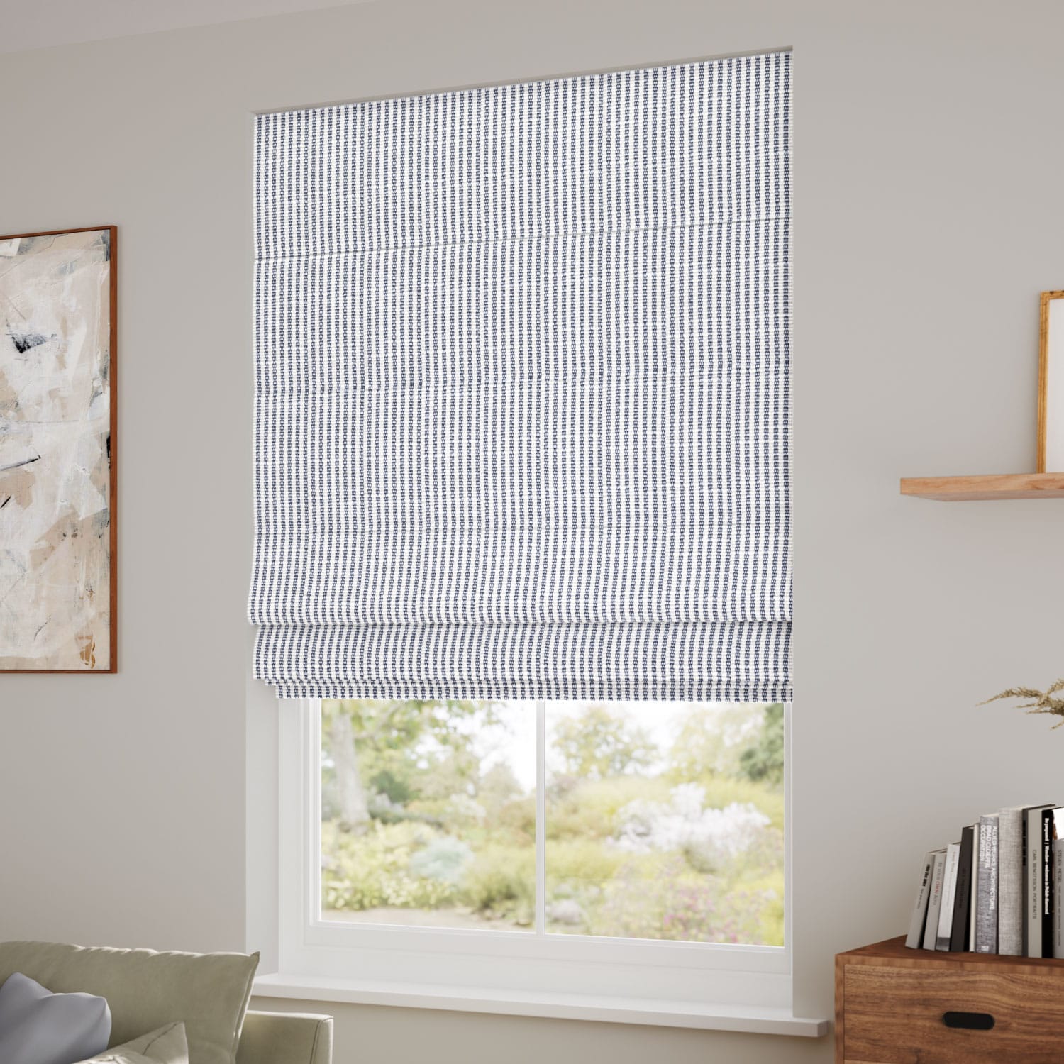 Ella Stripe Navy Roman Blind