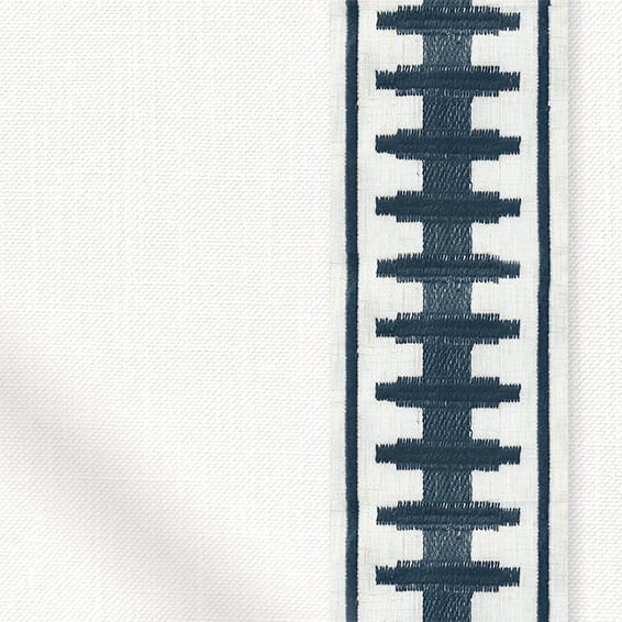 Elodie Classic White & Ascott Indigo Roman Blind