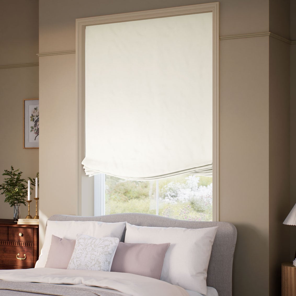 Elodie Clotted Cream Relaxed Roman Blind