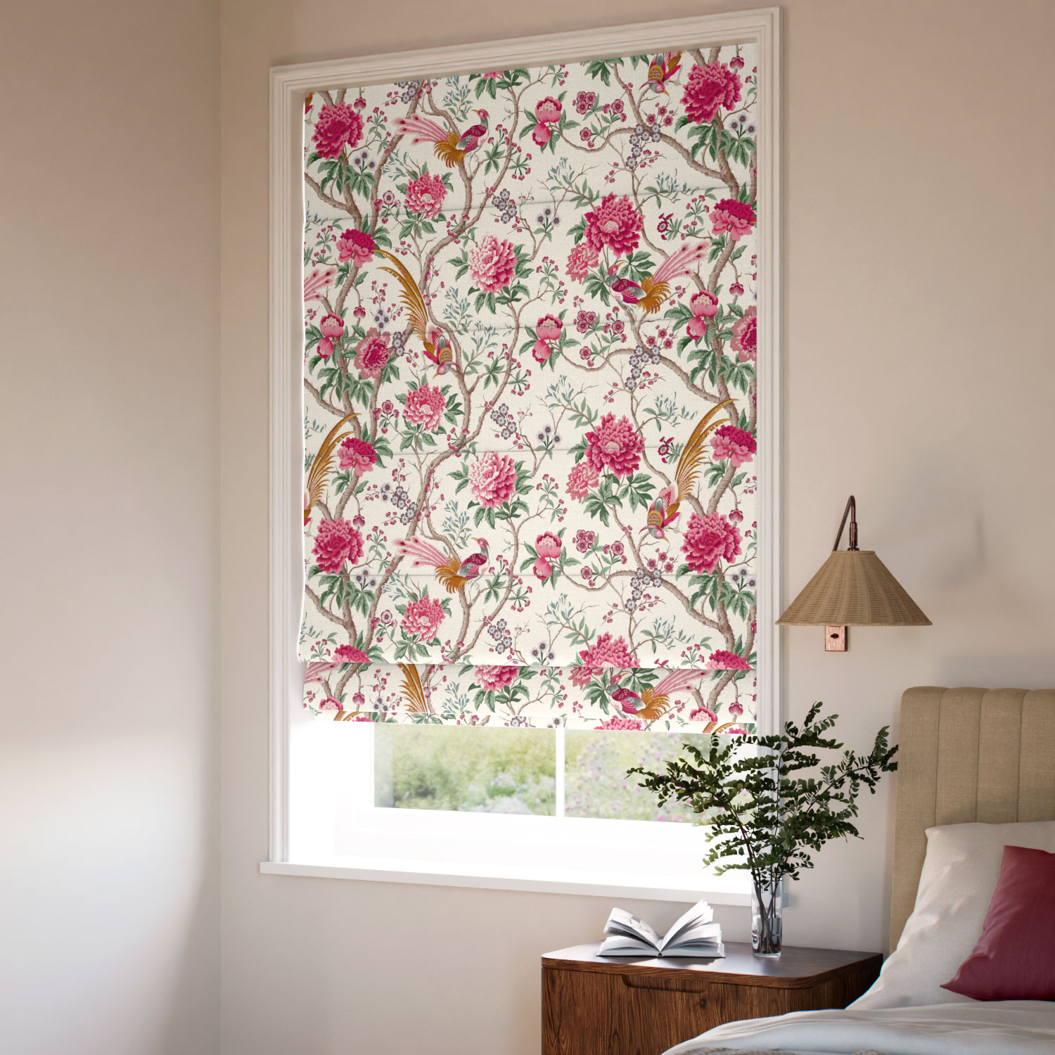 Elysian Paradise Fuchsia Roman Blind