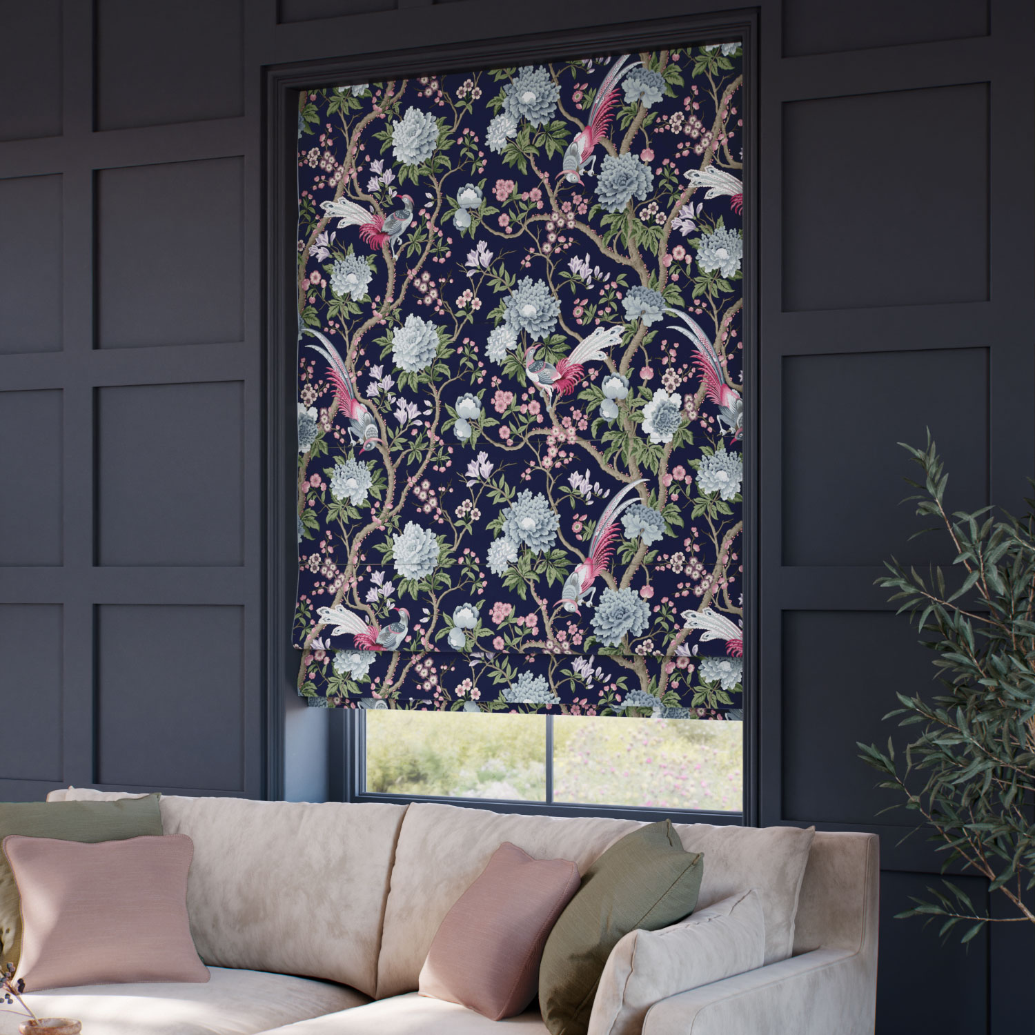 Elysian Paradise Ink Roman Blind