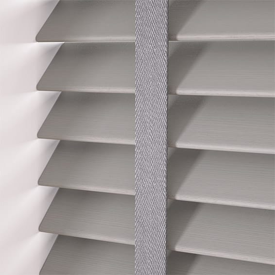 Fossil Grey & Steel Faux Wood Blind - 50mm Slat
