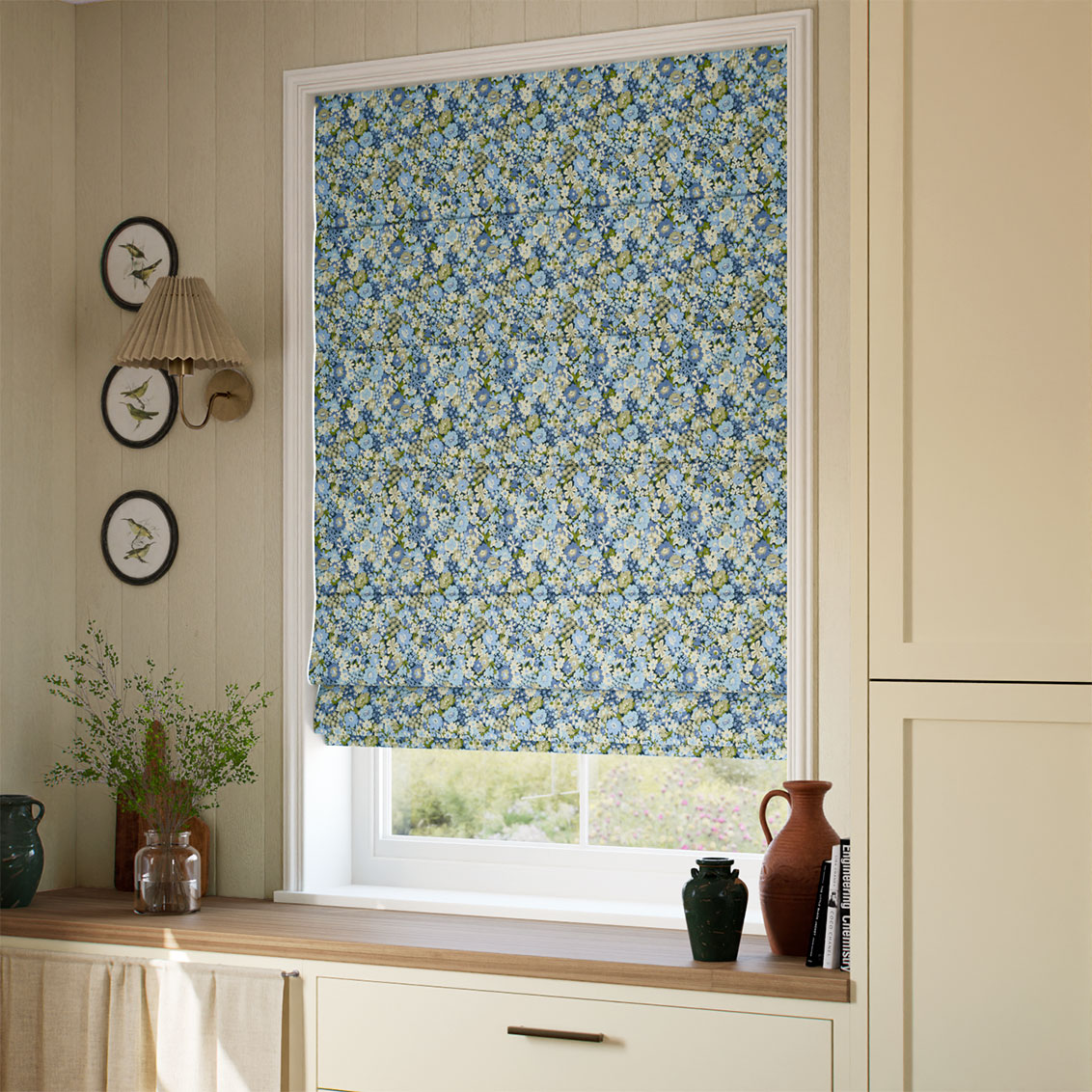 Frances Bloom Cornflower Roman Blind