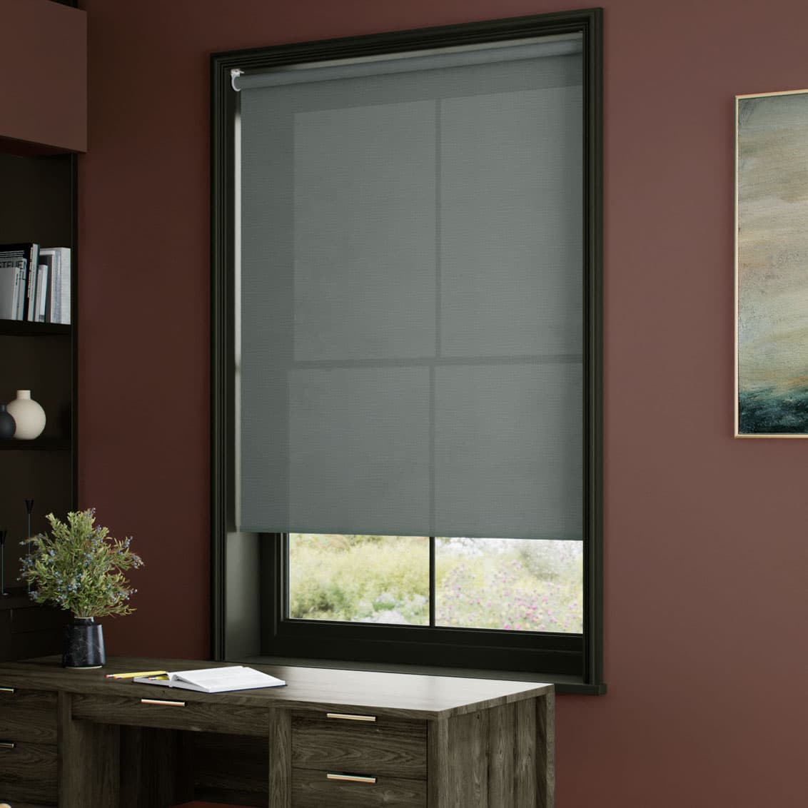 Galloway Gunmetal Grey Roller Blind