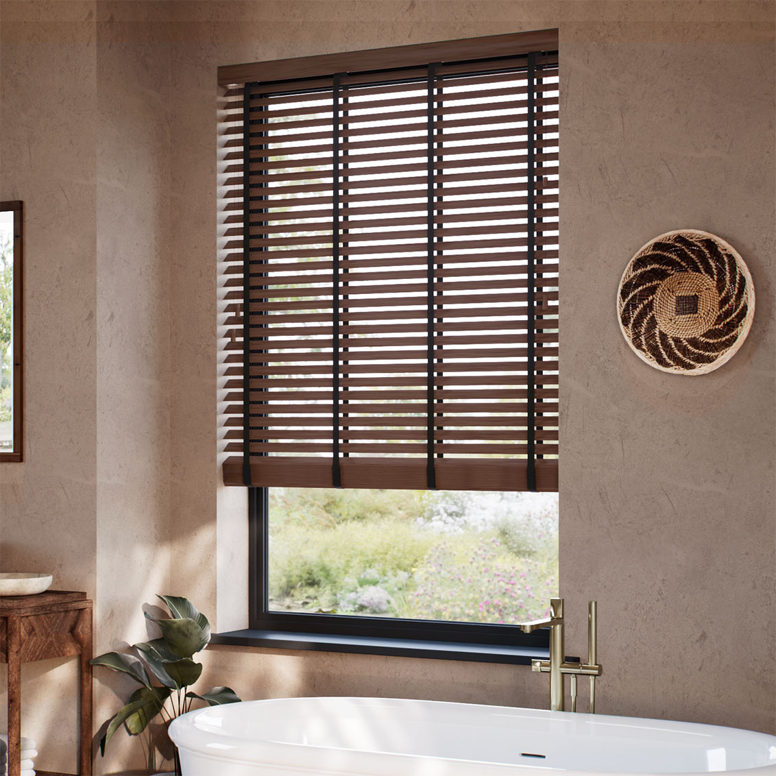Rich Walnut & Noir Wooden Blind - 50mm Slat