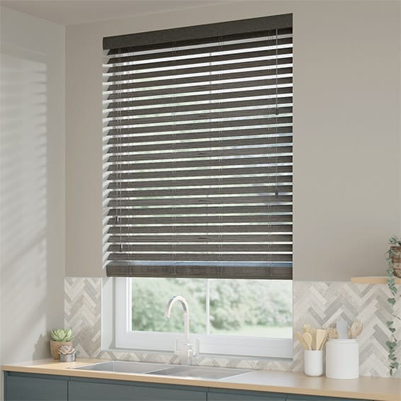Graphite Grain Faux Wood Blind - 50mm Slat